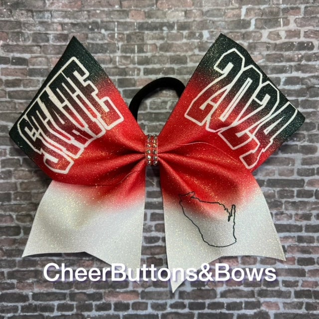 WI State Cheer Bow 2024 | Cheer Buttons And Bows